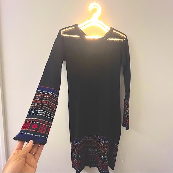 Poof! | Dresses | New Poof Black Sweater Dress Aztec Long Sleeve ...